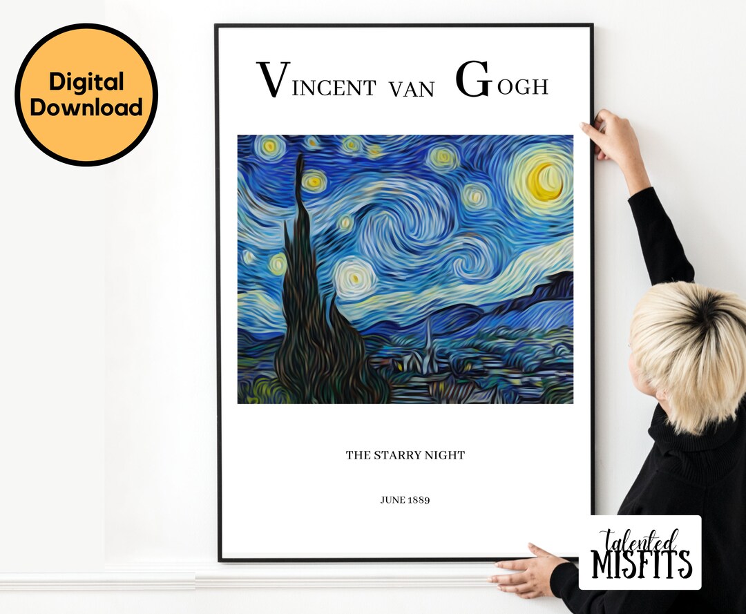 The Starry Night by Van Gogh Digital Download Wall Art Printable Wall ...