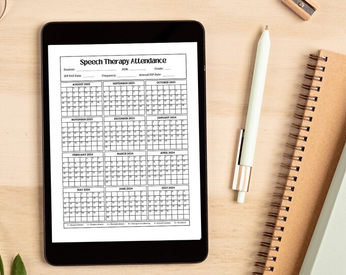 Speech Therapy Attendance Sheet | SLP Attendance Sheet | Therapy ...