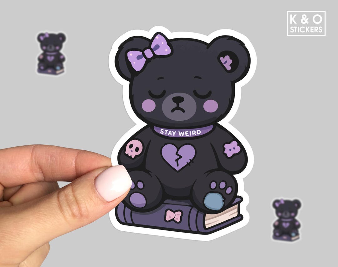 Stay Weird Goth Bear Sticker – Pastel Gothic Teddy With Broken Heart ...