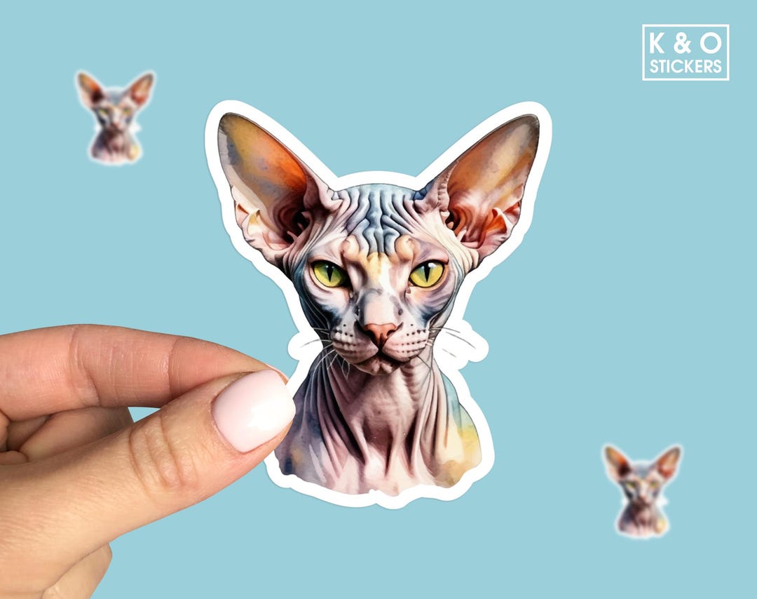 Sphynx Cat Sticker - Hairless Cat Decal - Etsy