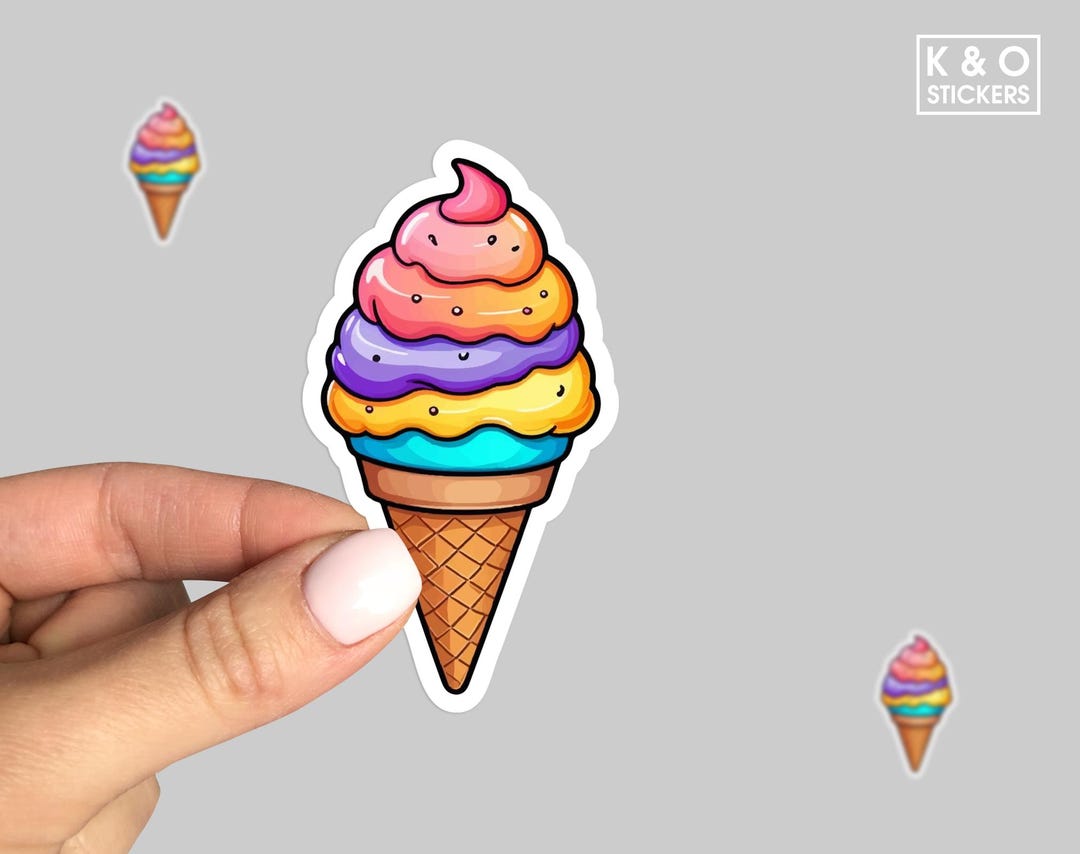 Cute Ice Cream Sticker: Fun Dessert Decal - Etsy
