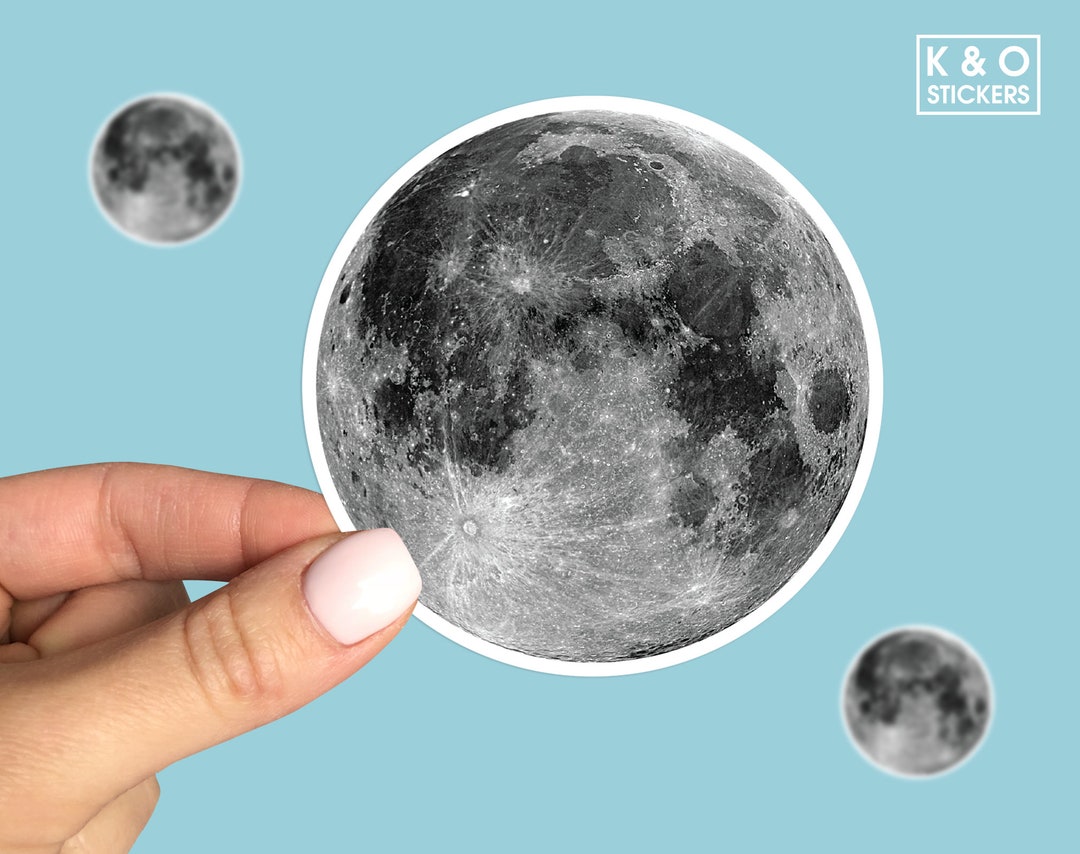 Moon Sticker, Moon Laptop Sticker, Moon Car Sticker, Moon Water Bottle ...
