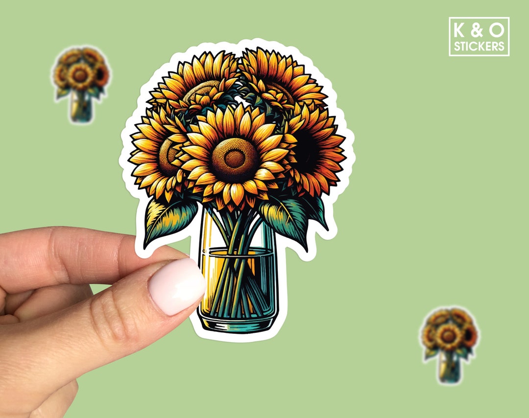 Sunflowers Sticker, Sunflowers Laptop Sticker, Sunflowers Car Sticker ...
