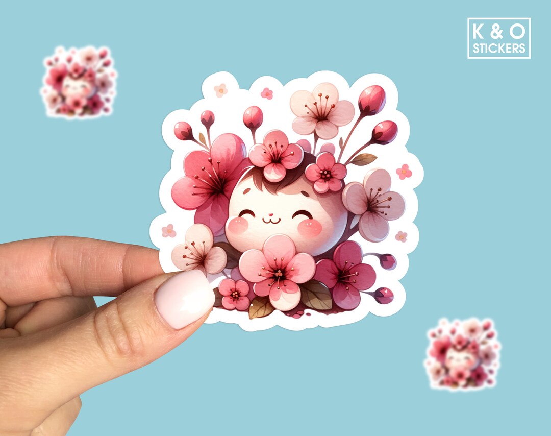 Kawaii Sakura Flower Stickers - Adorable Cherry Blossom Vinyl Decals ...