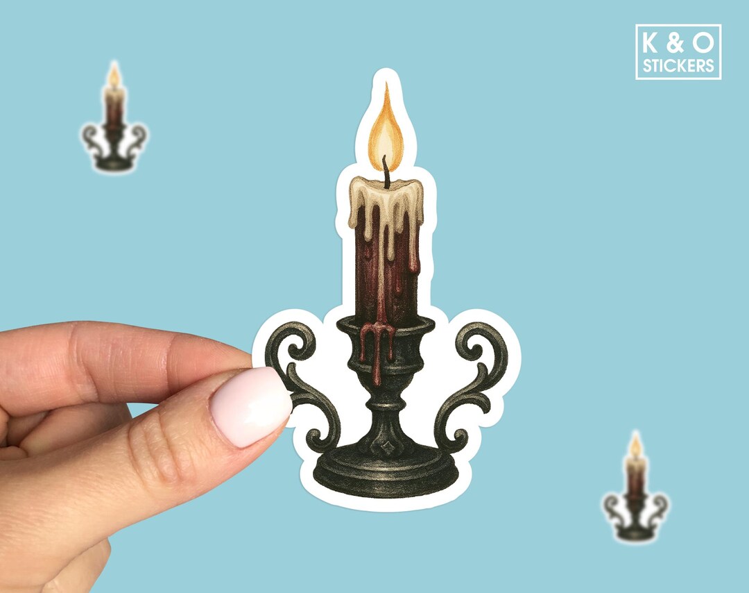 Gothic Candle Sticker – Dripping Wax Candle in Ornate Holder – Dark ...