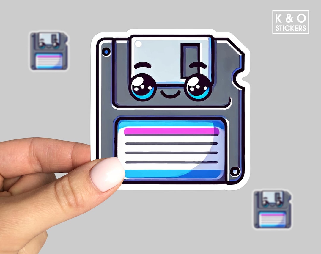 Floppy Disk Sticker – Retro 90s Vinyl Decal, Vintage Tech Aesthetic ...