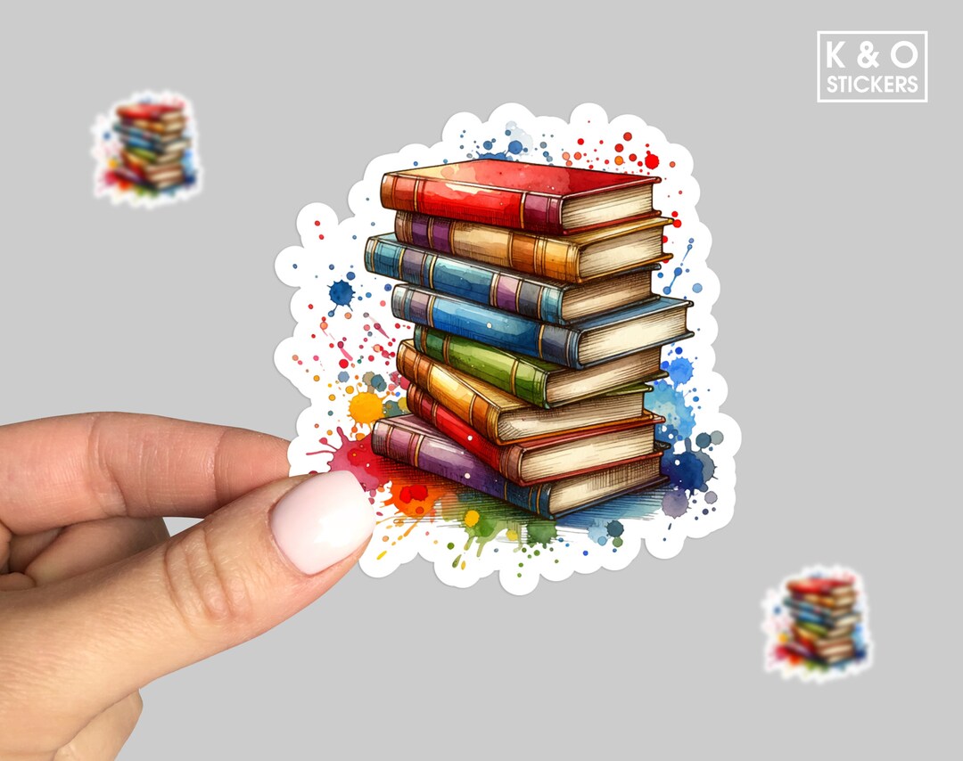 Watercolor Books Sticker - Artistic Laptop Decal - Perfect for Book ...