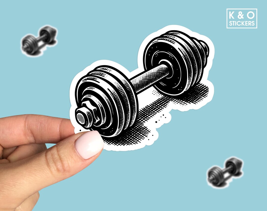 Dumbbell Crossfit Sticker - Fitness Gym Decal for Laptops, Water ...