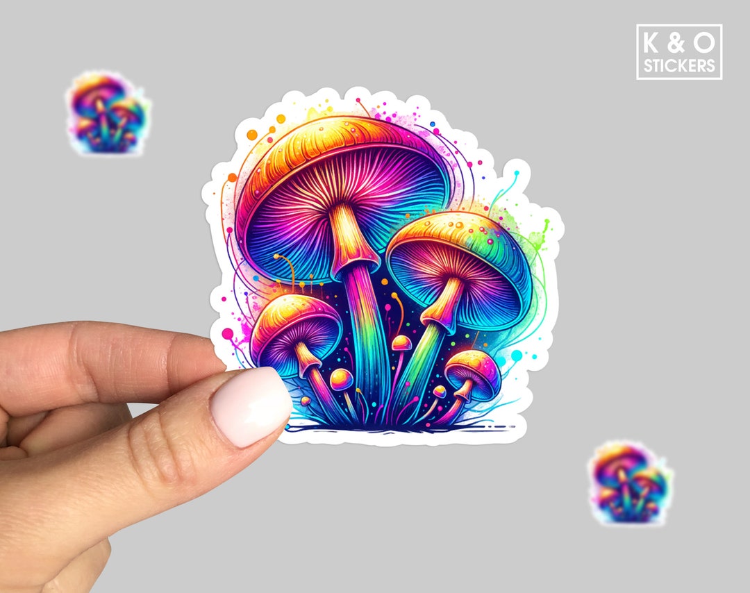 Colorful Magic Mushrooms Vinyl Sticker - Psychedelic Nature Art Decal ...