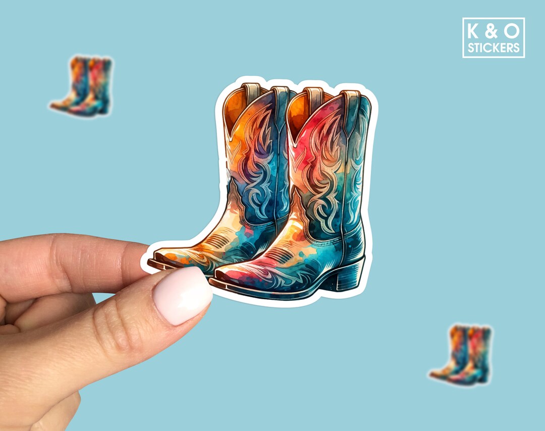 Vibrant Cowboy Boots Stickers - Unique Western Decor - Etsy
