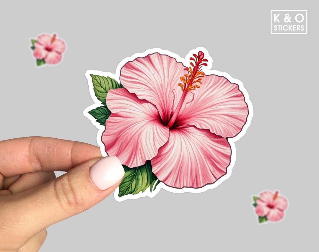 Hibiscus Sticker | Tropical Flower Decal | Vibrant Floral Vinyl Sticker ...