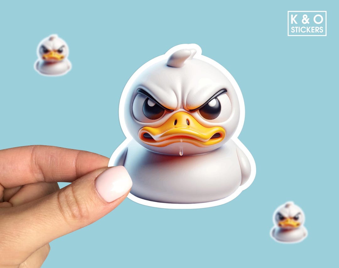 Angry Rubber Duck Sticker, Funny Duck Decal, Cute Duck Sticker, Quirky ...