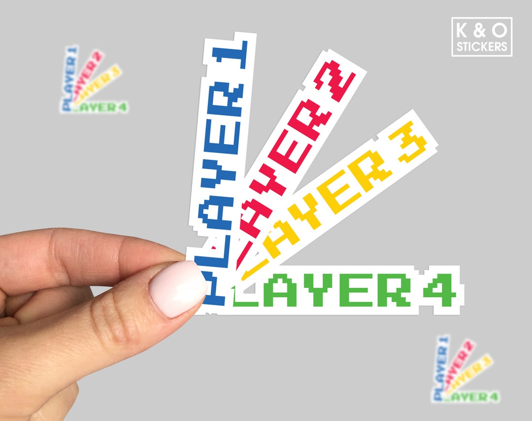 Player 1 Sticker, Retro Game Sticker, 8bit Sticker, Set of 4 Stickers ...