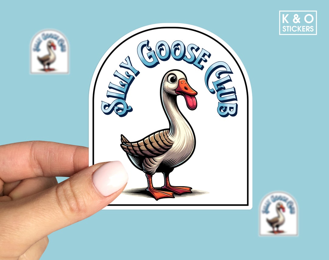 Silly Goose Club Sticker - Cute Funny Goose Vinyl Decal for Laptops ...