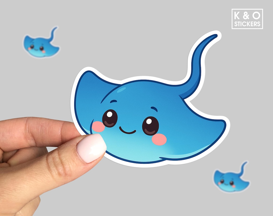Cute Stingray Sticker – Ocean Animal Vinyl Decal, Kawaii Sea Life Gift ...