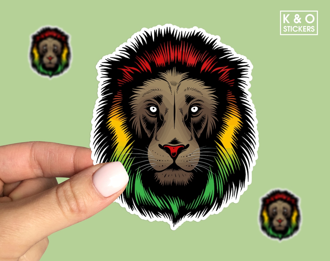 Rasta Lion Sticker, Lion of Judah, Reggae Sticker, Water Bottle Sticker ...