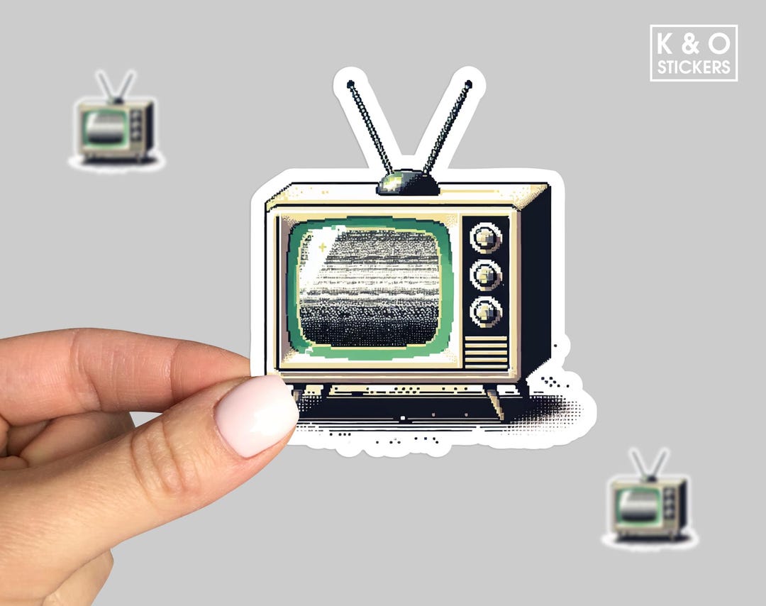 Pixel Retro TV Sticker, 8-bit Vintage Television, Nostalgic TV Decal ...