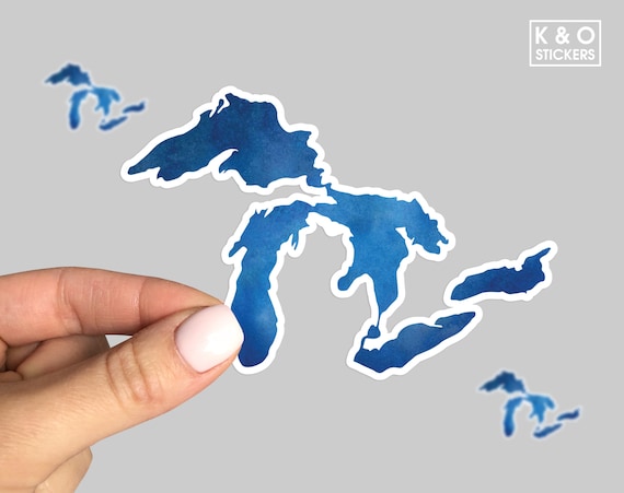 Great Lakes Watercolor Sticker Great Lakes Decal Great Lakes - Etsy