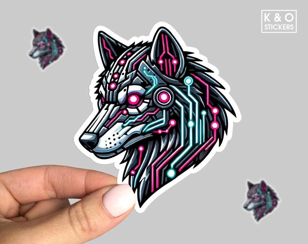 Bionic Wolf Sticker | Futuristic Cyber Decal for Laptops, Cars & More ...