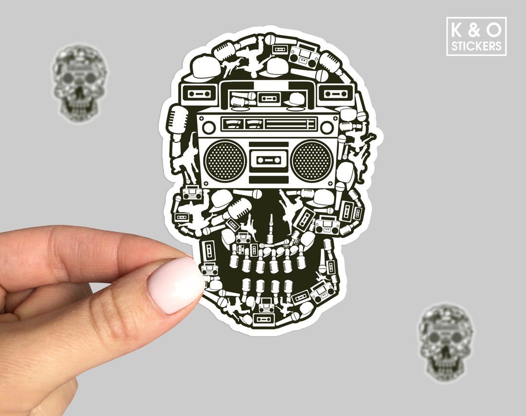 Boombox Skull Sticker, Skull Sticker, Laptop Sticker - Etsy
