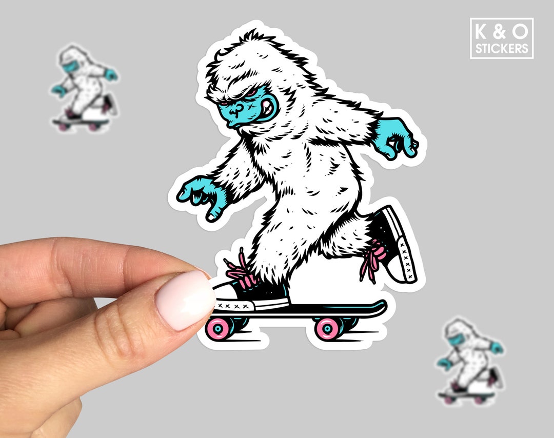 Skateboarding Yeti Sticker, Skate Sticker, Yeti Sticker, Skateboarding ...
