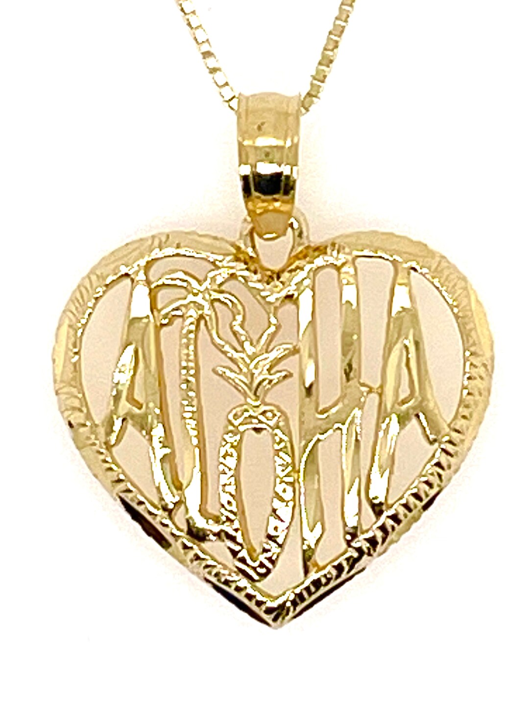Beautiful 14 Karat Solid Yellow Gold Cut-out Hawaiian Aloha Palm Tree ...