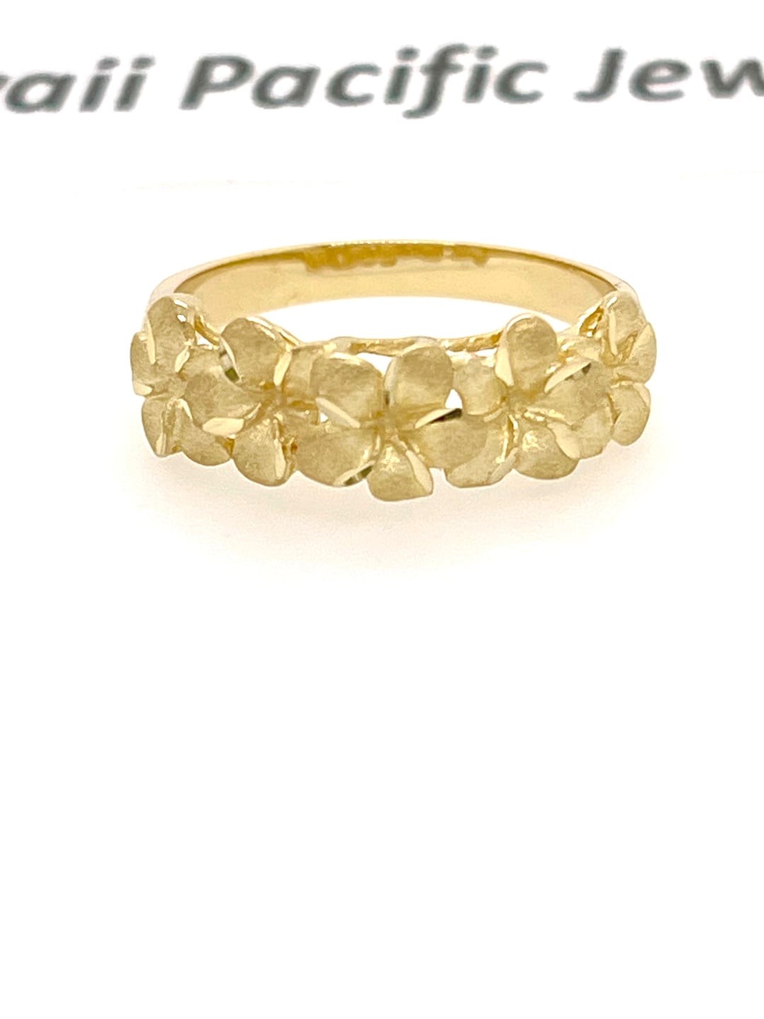 14K Solid Gold Hawaiian Plumeria Lei Ring - Diamond Cut - Etsy