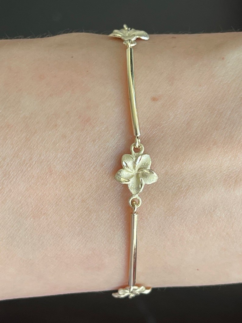 14 Karat Solid Yellow Gold Hawaiian 9mm Plumeria Flowers Lei - Etsy
