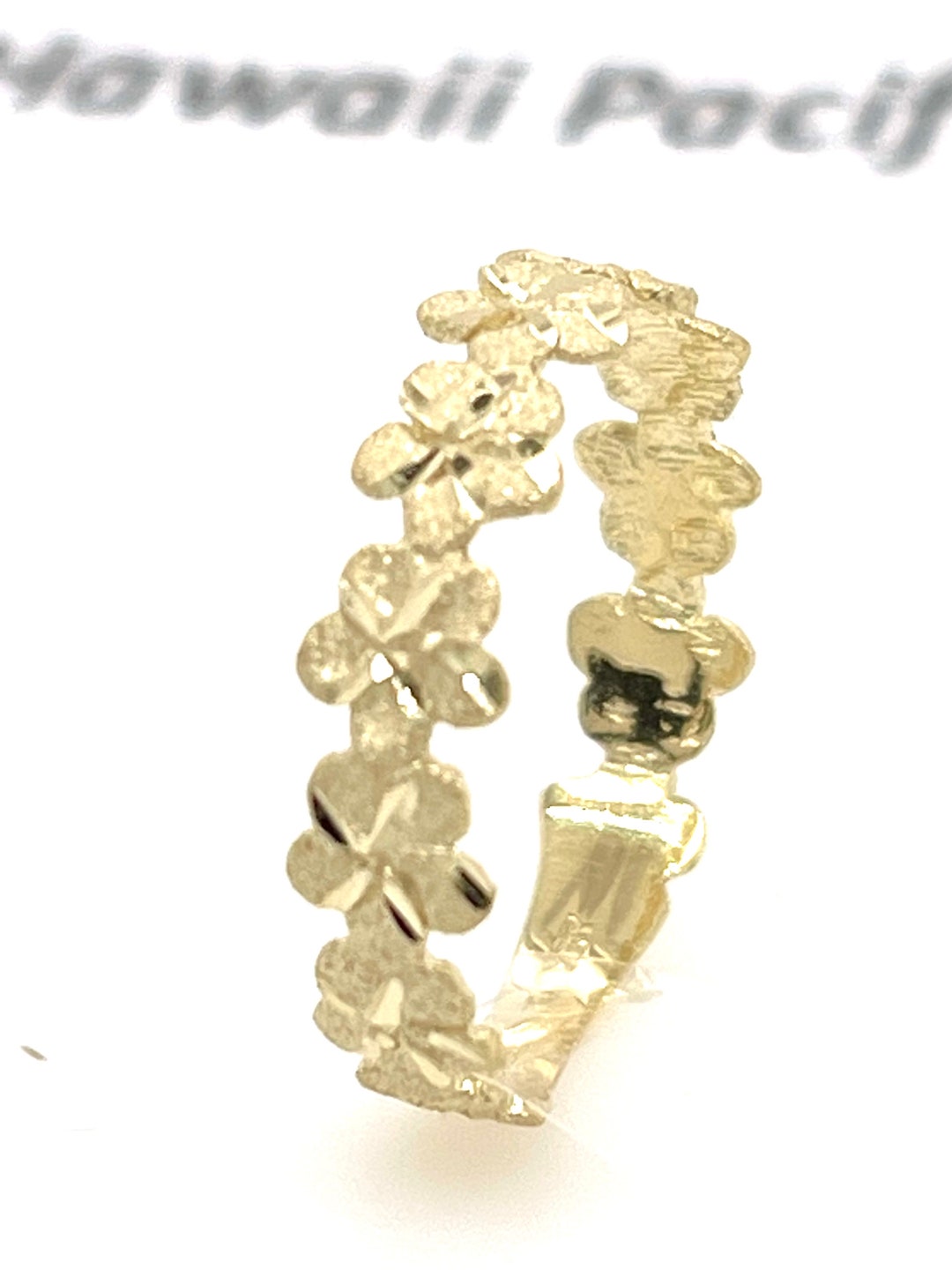 14K Solid Gold 5 Mm Hawaiian Plumeria Flower Lei Ring - Etsy