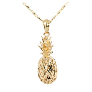 14 Karat Solid Yellow Gold Hawaiian 3D Pineapple With Diamond Cut ...