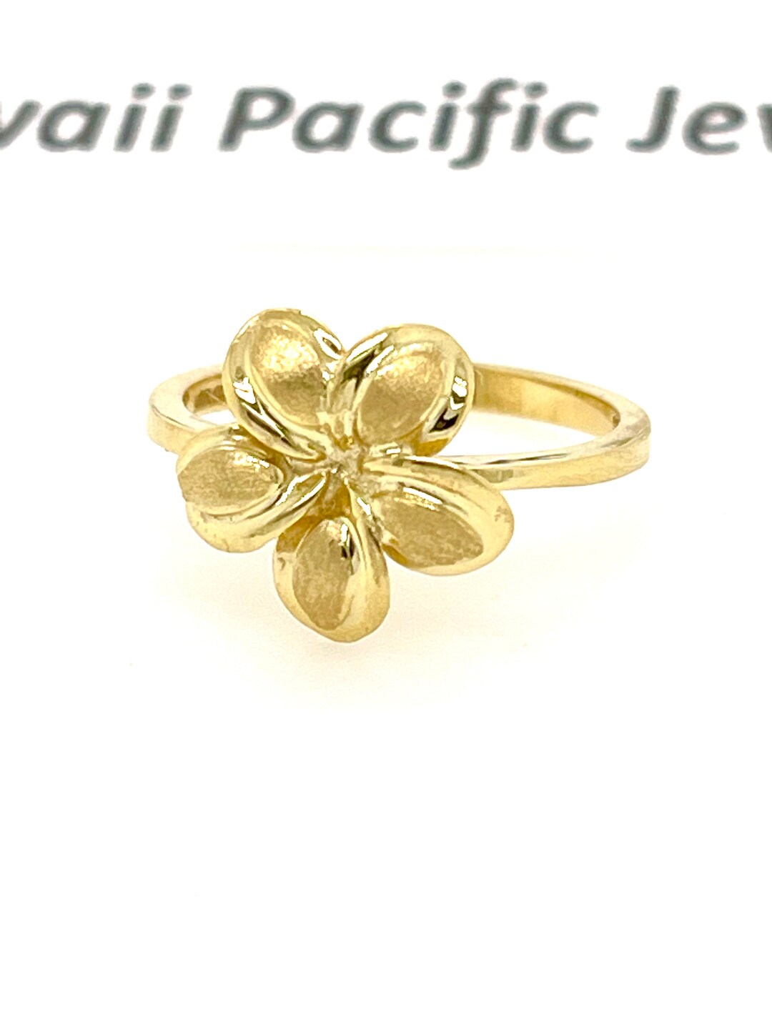 12mm 14KT Solid Yellow Gold Hawaiian Plumeria Flower Ring - Etsy