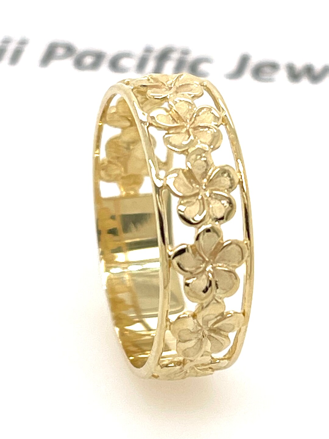 14 Karat Solid Yellow Gold Hawaiian Heirloom 7mm Plumeria Flowers Lei ...