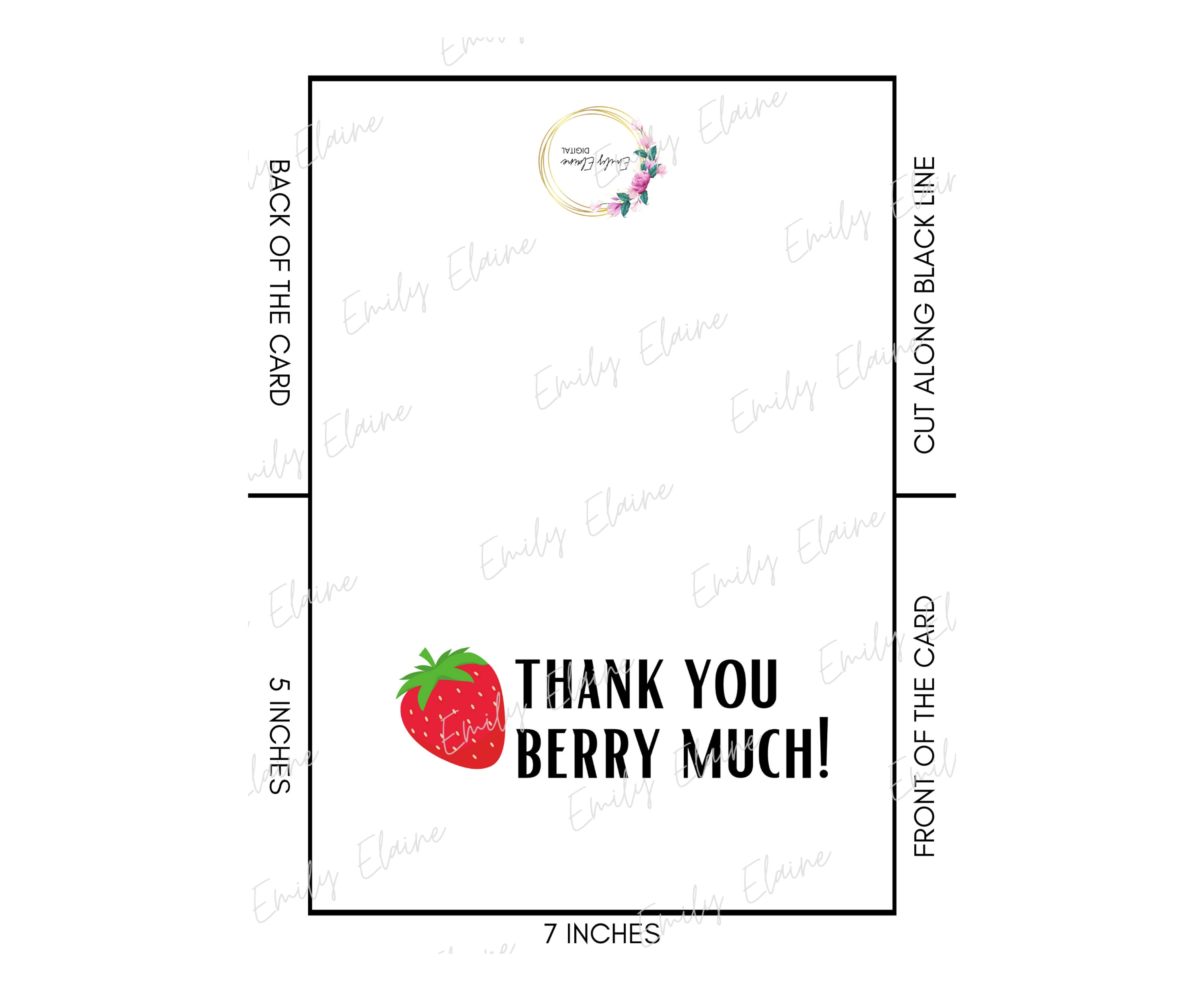 Printable Thank You Berry Much Card, Simple Thank You Digital Download ...