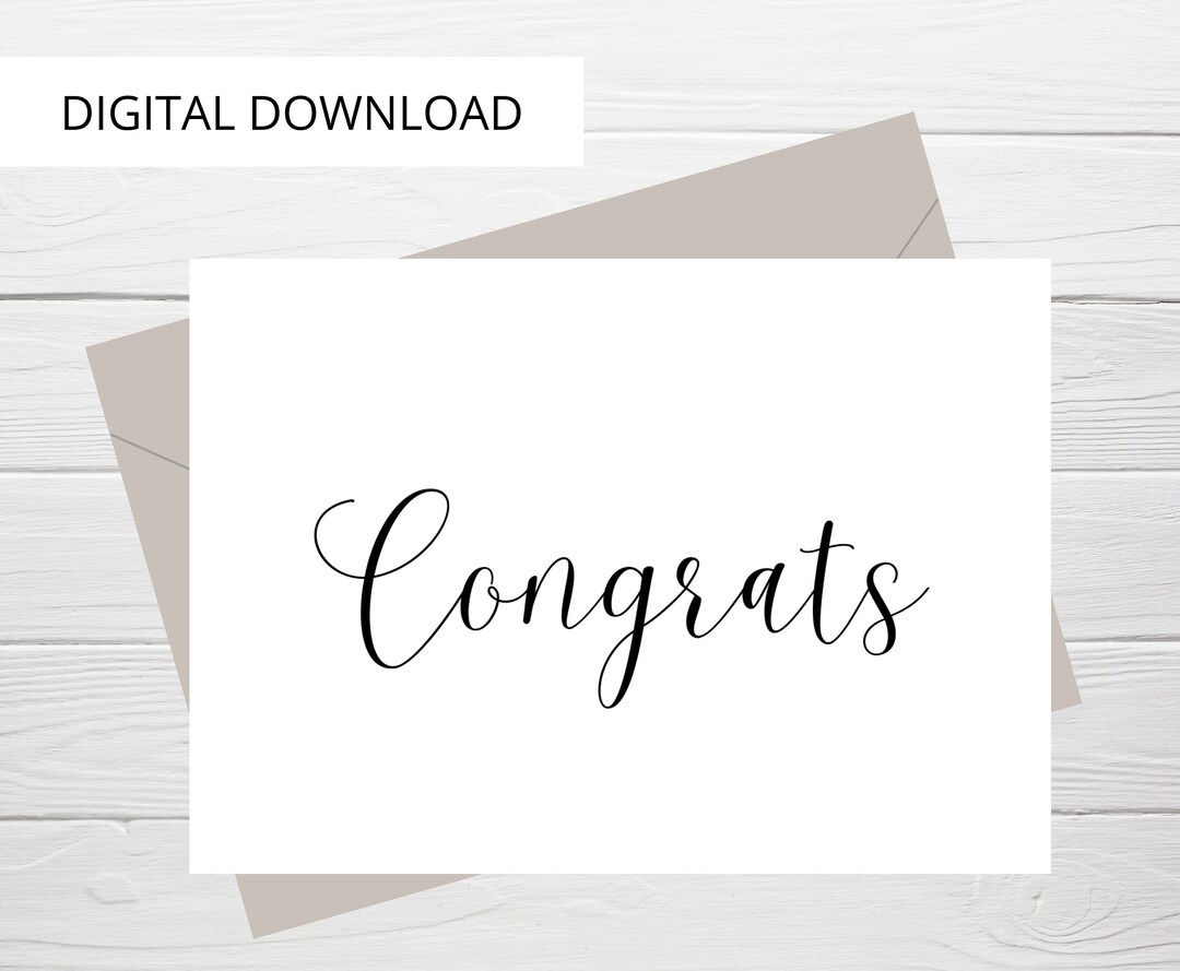 Digital Congratulations Card, Congratulations Printable Card ...
