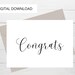 Digital Congratulations Card, Congratulations Printable Card ...