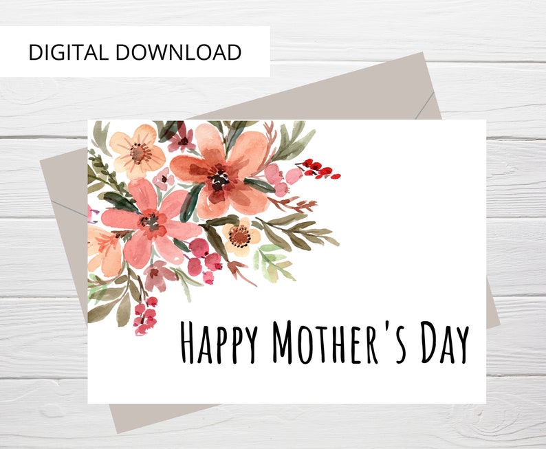 Happy Mother's Day Printable PDF Card, Digital Download Mother's Day ...