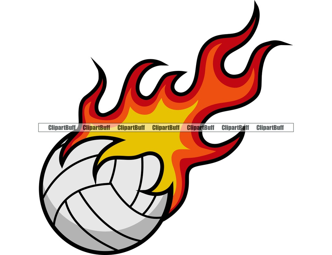 Flaming Volleyball Volley Ball Sport Match Equipment Flame Burn Burning ...