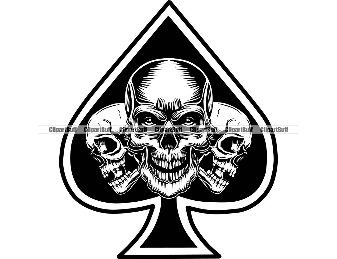 Skull Skeleton Head Spade Poker Casino Gamble Texas Hold 'em Gambling ...
