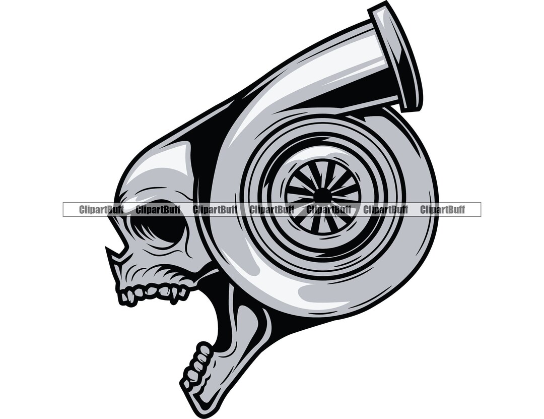 Skull Turbo Engine Screaming Skeleton Biker Mechanic Garage Shop Auto ...