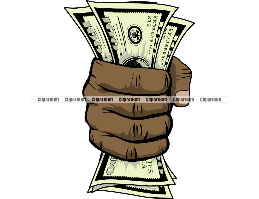 Black African American Hand Grabbing 100 Dollar Bill Fist Cash Money ...