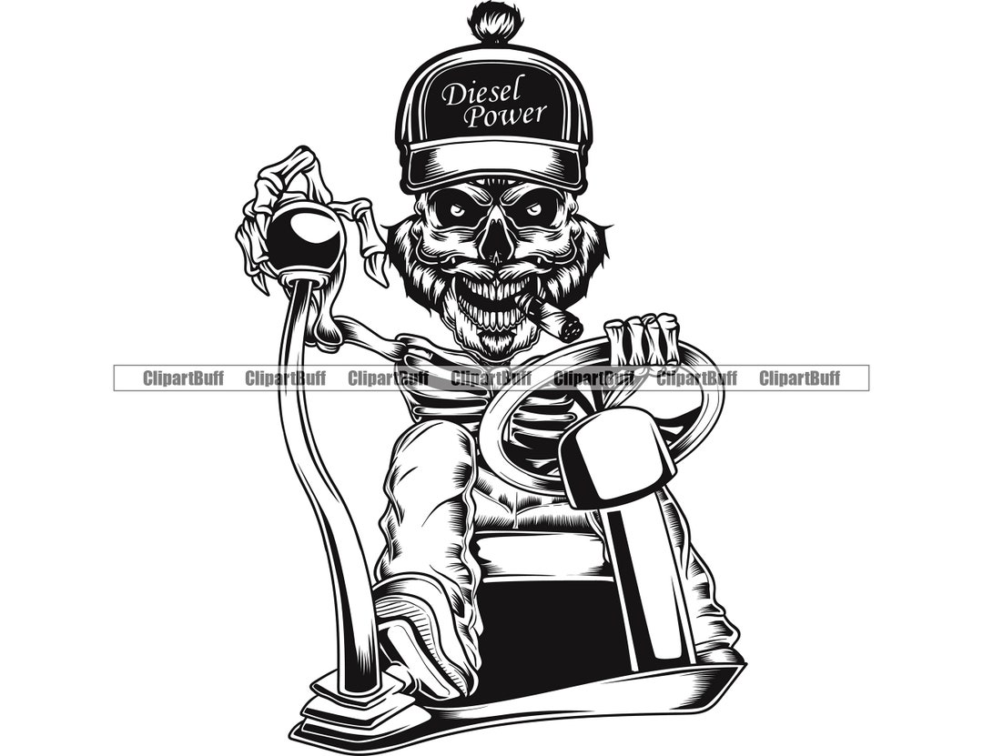 Truck Driver Skull Diesel Power Hat Driving Big Rig Shifting Gears ...