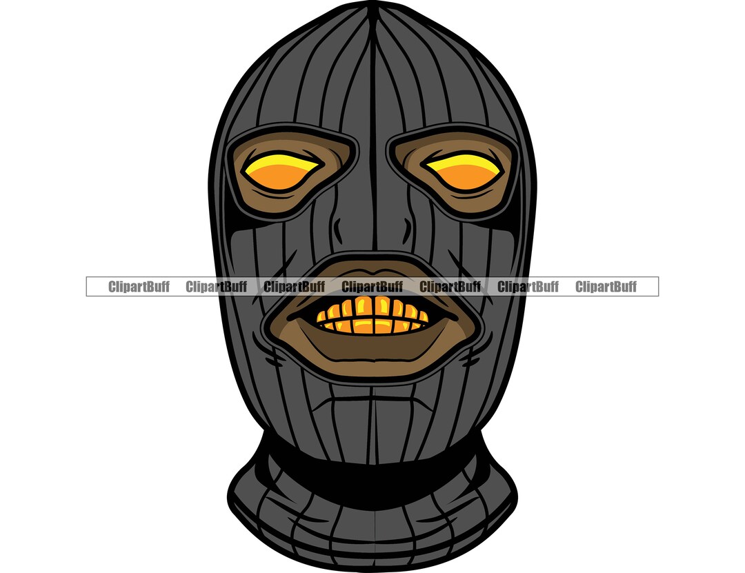 Gangster Hustle Gang Member Man Ski Mask Gold Teeth Eyes Rich Thug ...