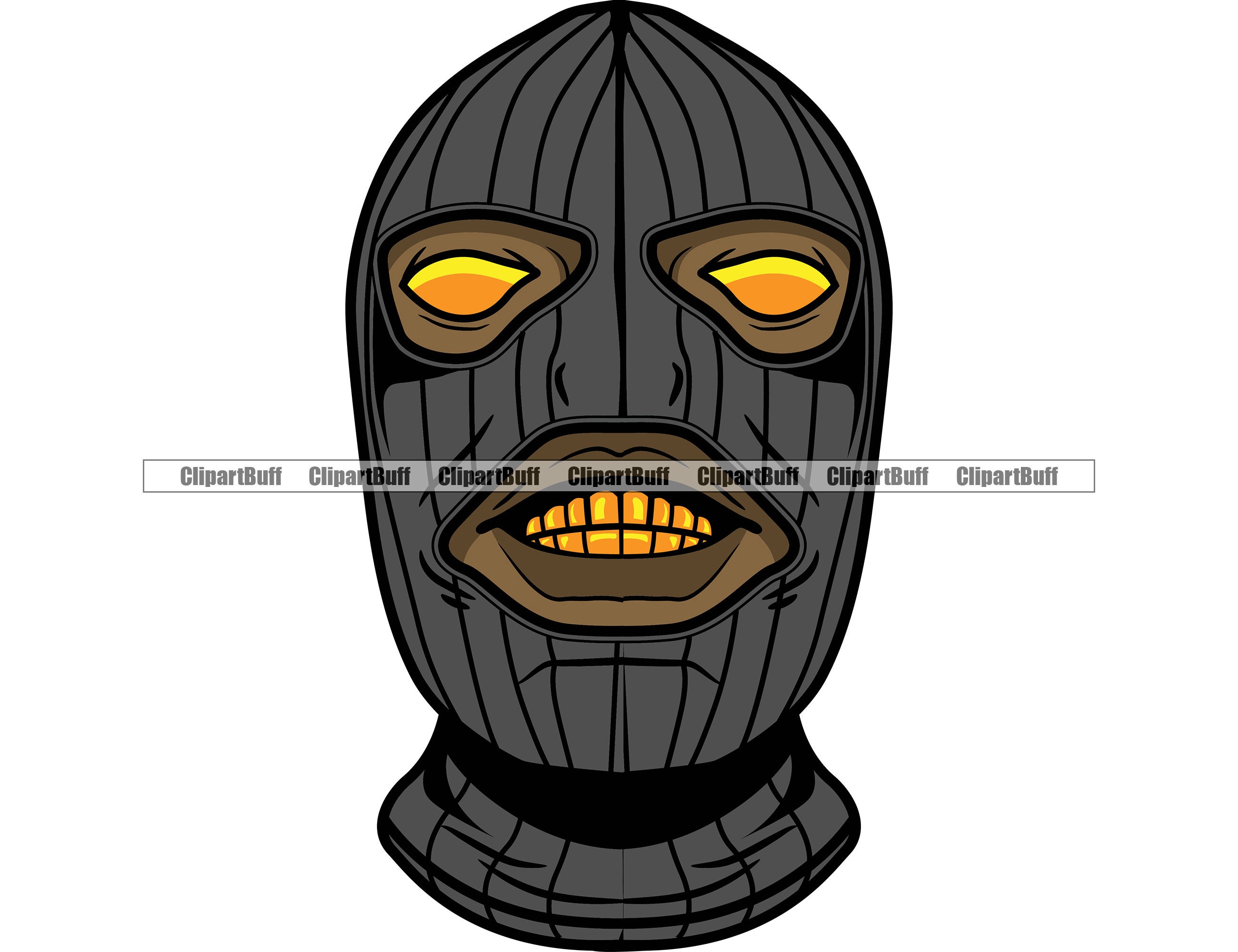 Gangster Hustle Gang Member Man Ski Mask Gold Teeth Eyes Rich Thug ...