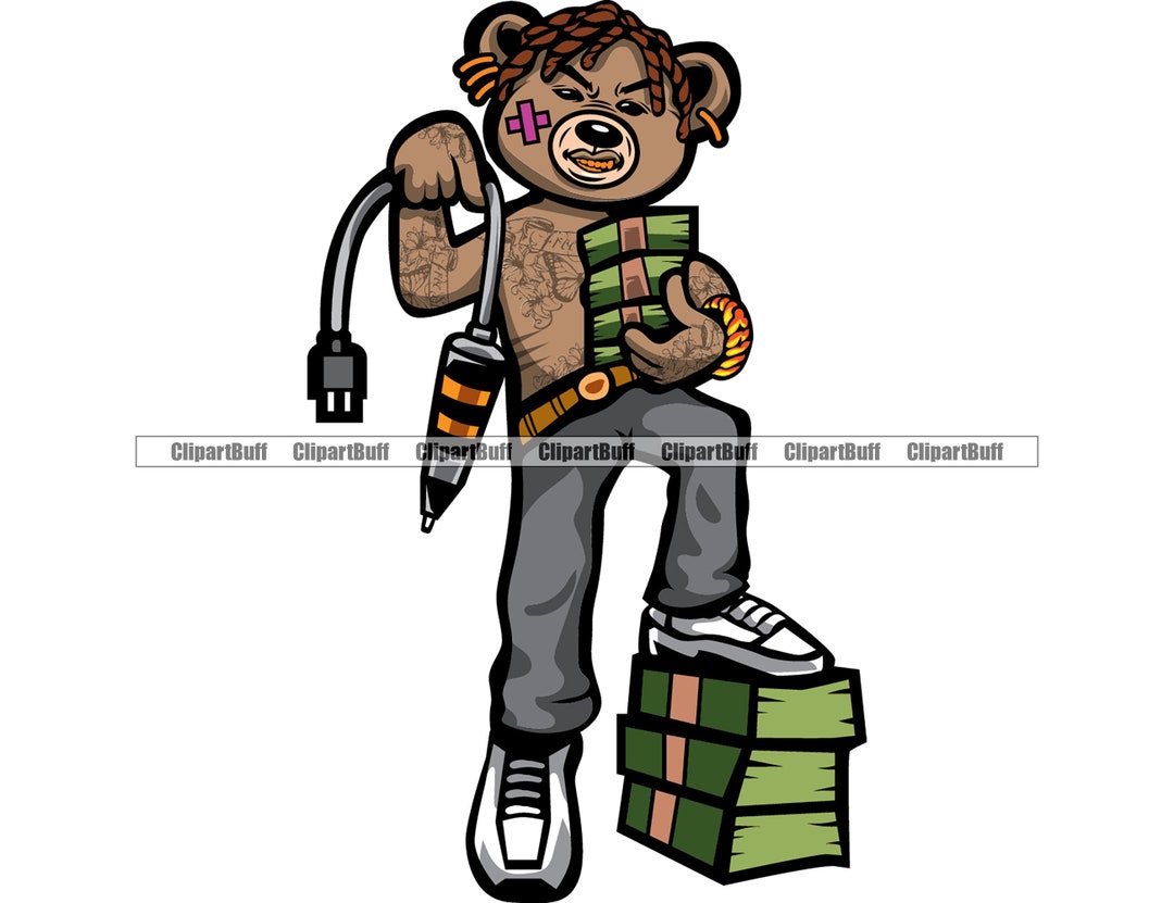 Gangster Hustle Teddy Bear Braided Hair Braids Holding Cash - Etsy