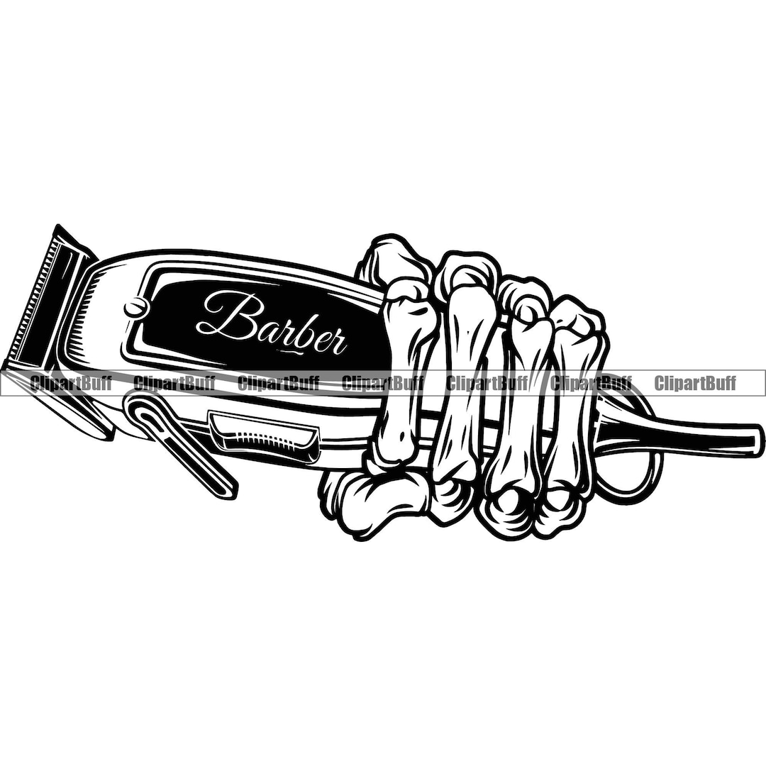 Skeleton Hands Barber Clipper Skull Barbershop Salon Haircut Hair Cut ...