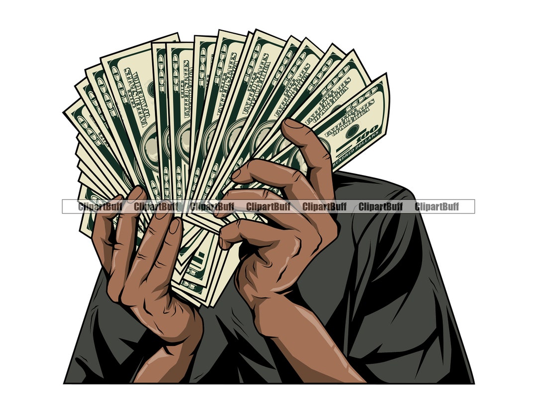 Black Man Holding Money Stack Gangster Cash Hustle Grind Street ...