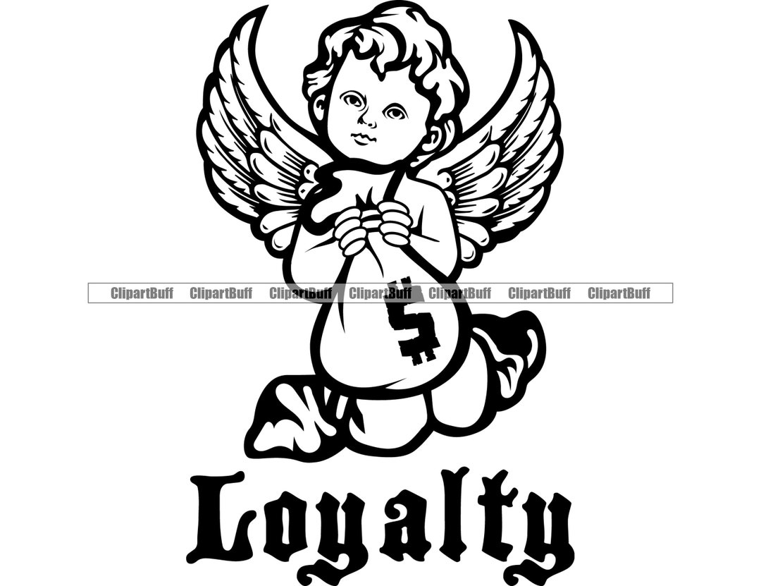 Loyalty Gangster Hustle Angel Wings Baby Boy Religious Statue Money Bag ...