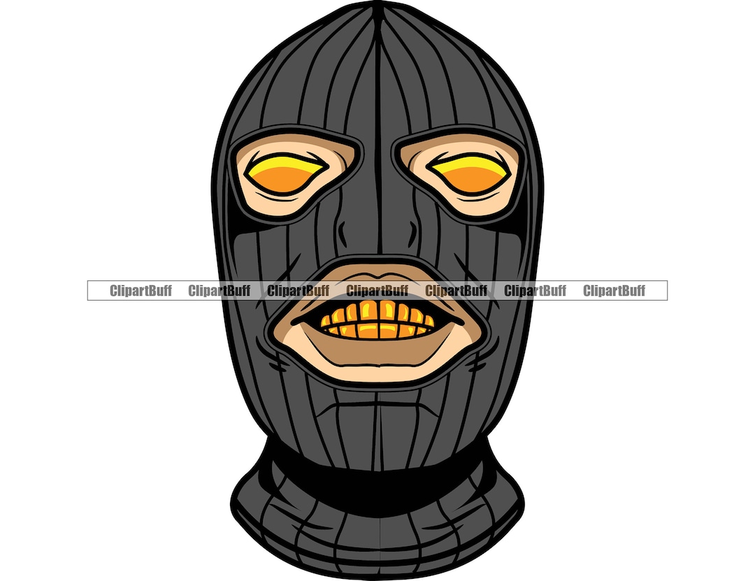 Gangster Hustle Gang Member Man Ski Mask Gold Teeth Eyes Rich Thug ...