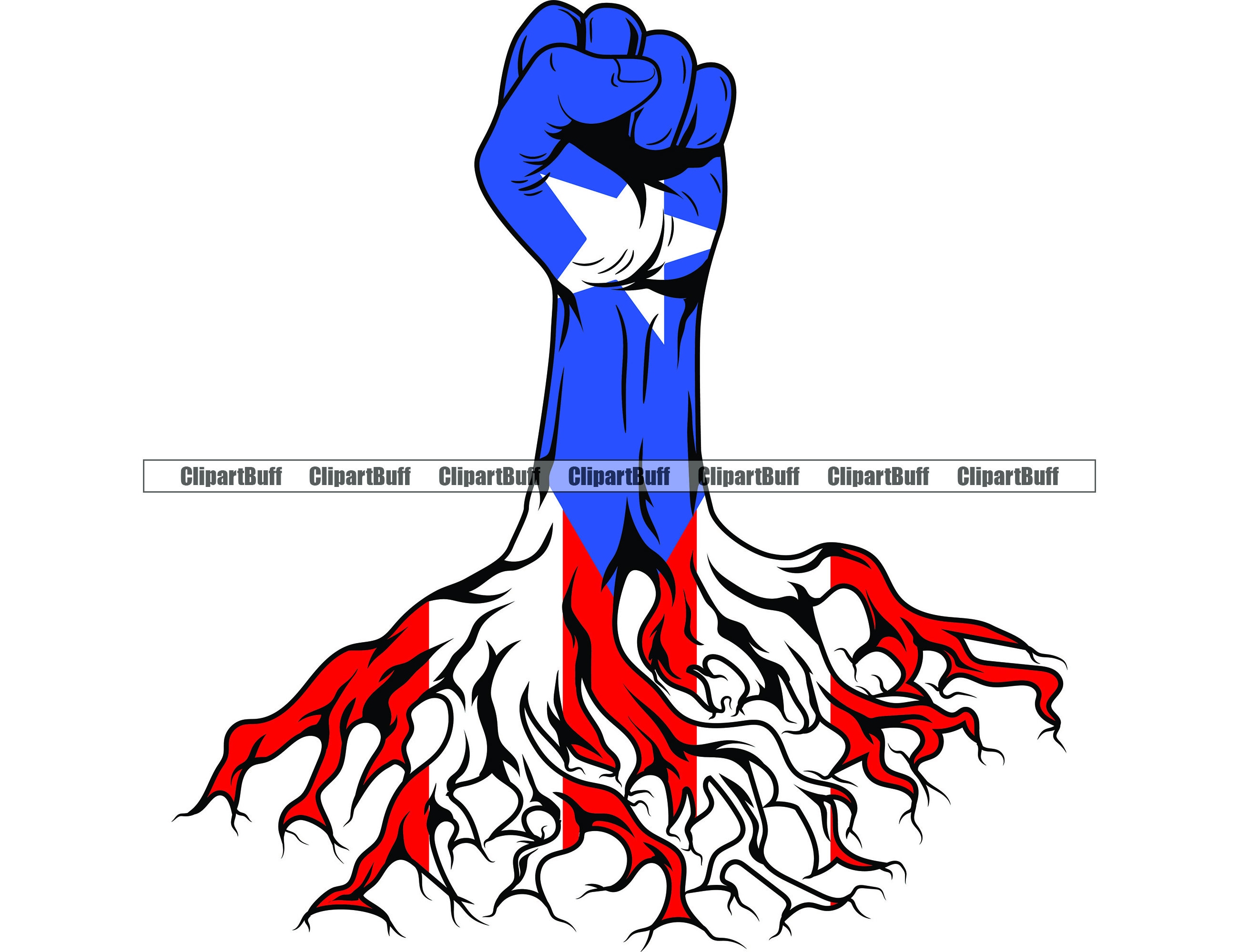 Puerto Rico Rican Flag Pride Fist Hand Arm Family Tree Roots - Etsy