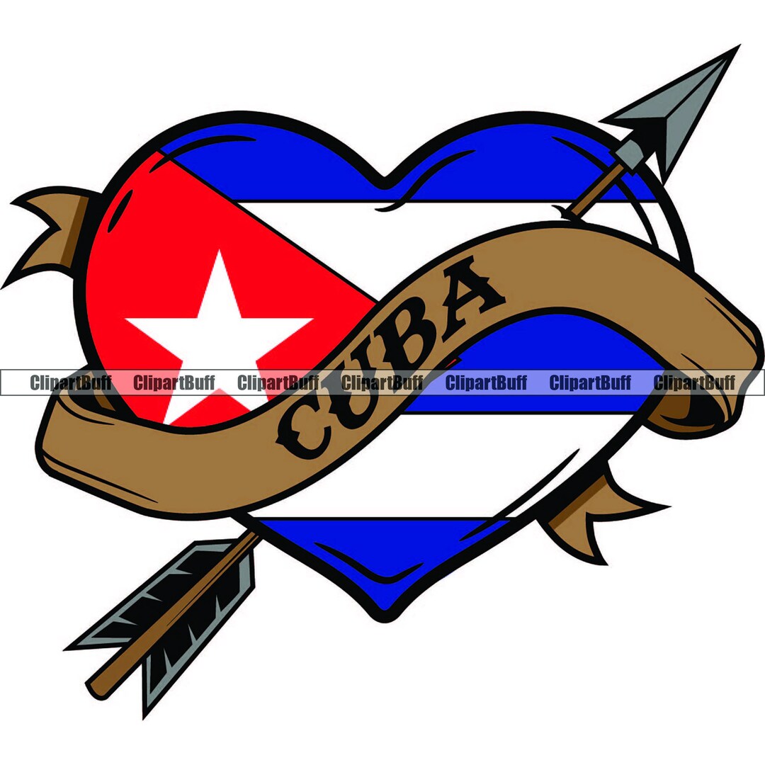 Cuba Heart Flag Arrow Ribbon Cuban Pride Love National Nation Symbol ...